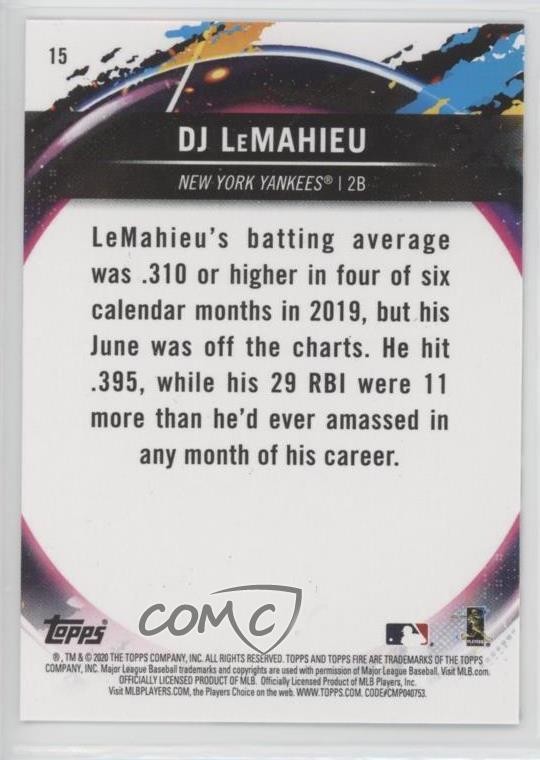 2020 Topps Fire DJ LeMahieu #15 | eBay