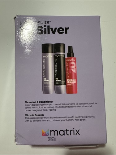 Matrix So Silver Shampoo, Conditioner 10.1 Oz & Miracle Creator 6.8 oz ...