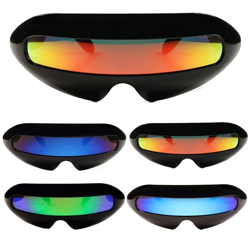 Futuristic Cyclops Neon Shield Color Mirror Lens Wrap Sunglasses Funny ...