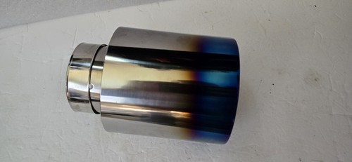 Large diameter rolled burnt titanium Clamp On exhaust tips 3in Inlet ...