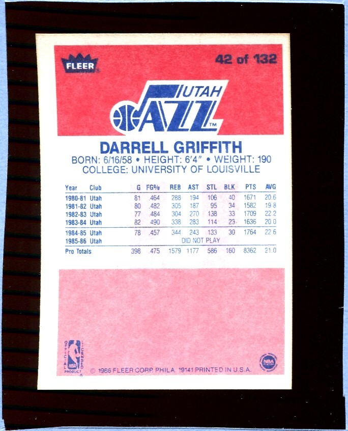 1986 Fleer #42 Darrell Griffith Set Break | eBay