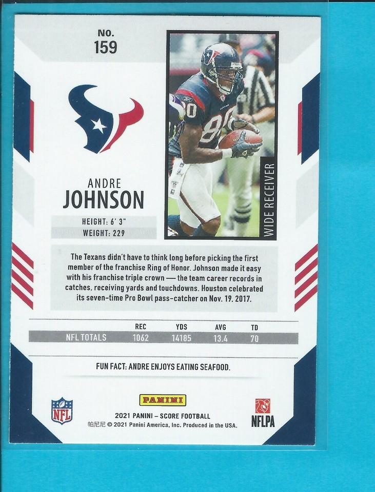 2021 Panini Score - Andre Johnson #159 - Houston Texans | eBay