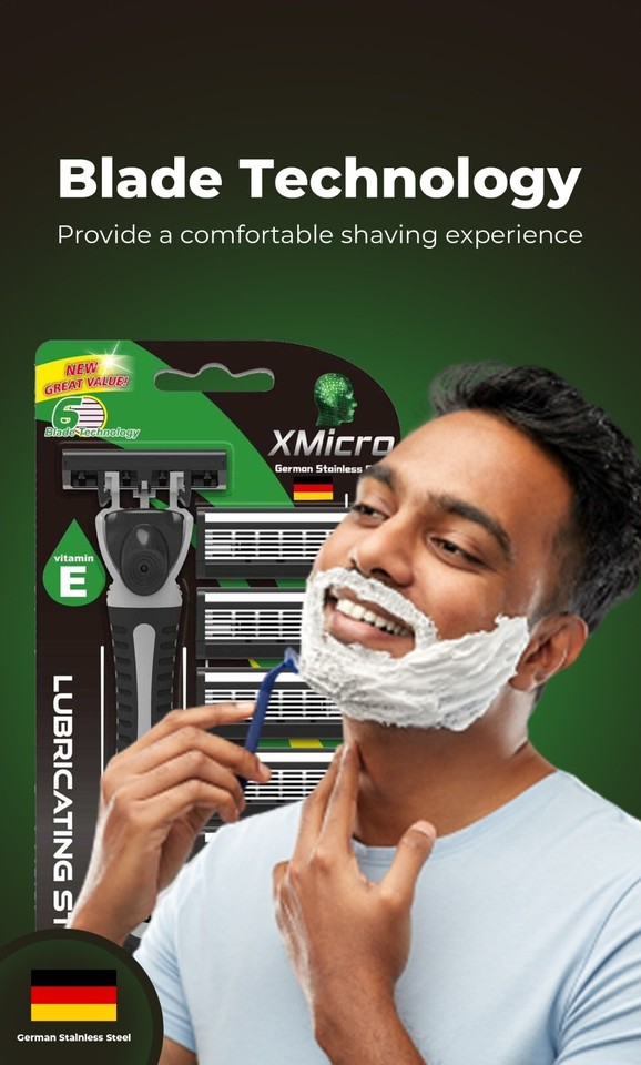 XMicro® Razors for Men 1 Razor, 7 Blade Refills with Vitamin E Aloe ...