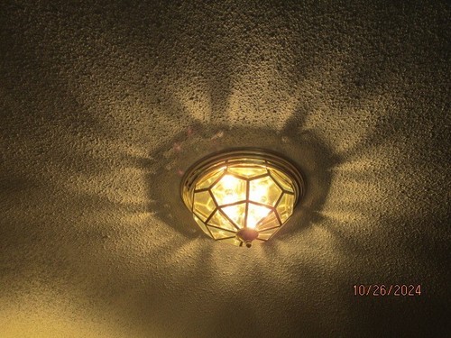 Polished Brass & Beveled Glass Octagonal Ceiling Light Fixture ...