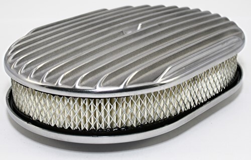 12" x 2" Oval Full Finned Polished Aluminum Air Cleaner Assembly 12x2 ...
