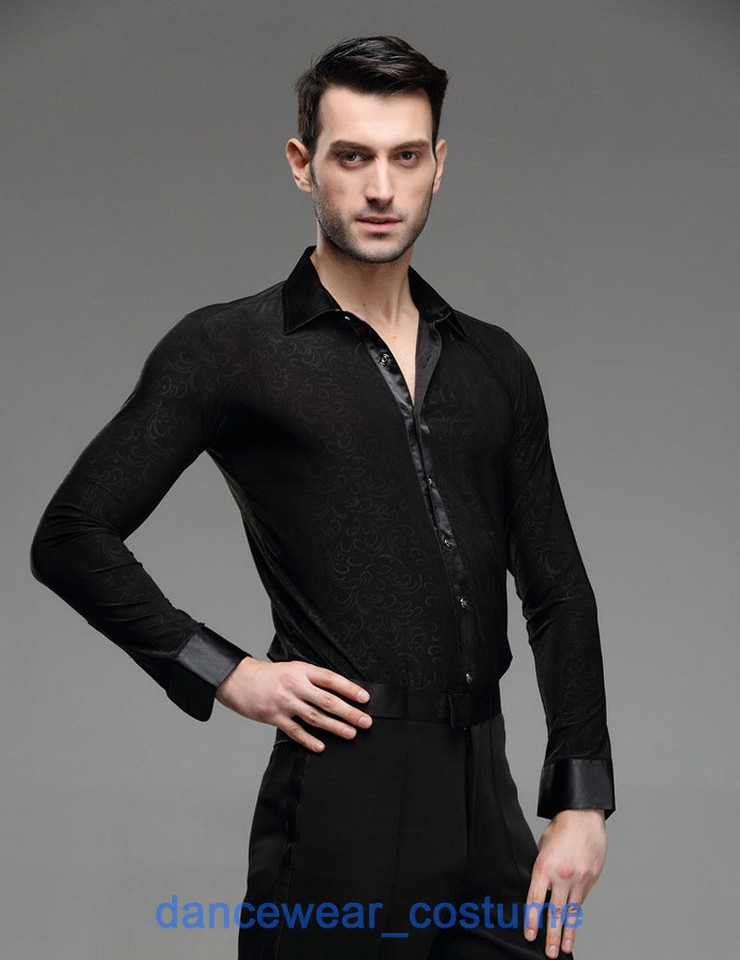 New Men's Party Ballroom Latin Tango Rhythm Salsa Dance Shirt Tops S/M ...