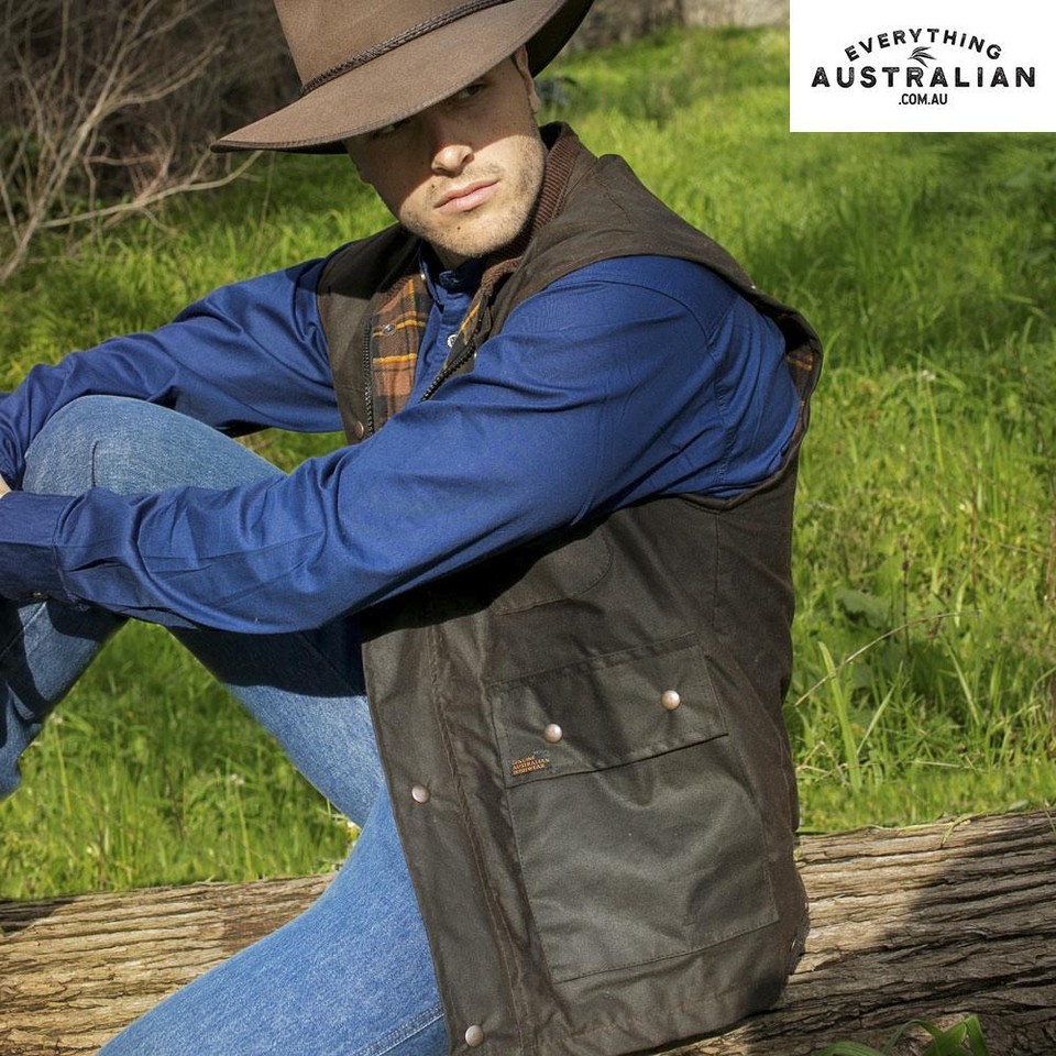 Genuine Australian Bushwear Oilskin Vest Brown | eBay