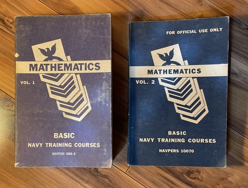 Vtg Set Of 2 Basic Navy Training Courses Mathematics Volume 1 & 2 1957 ...