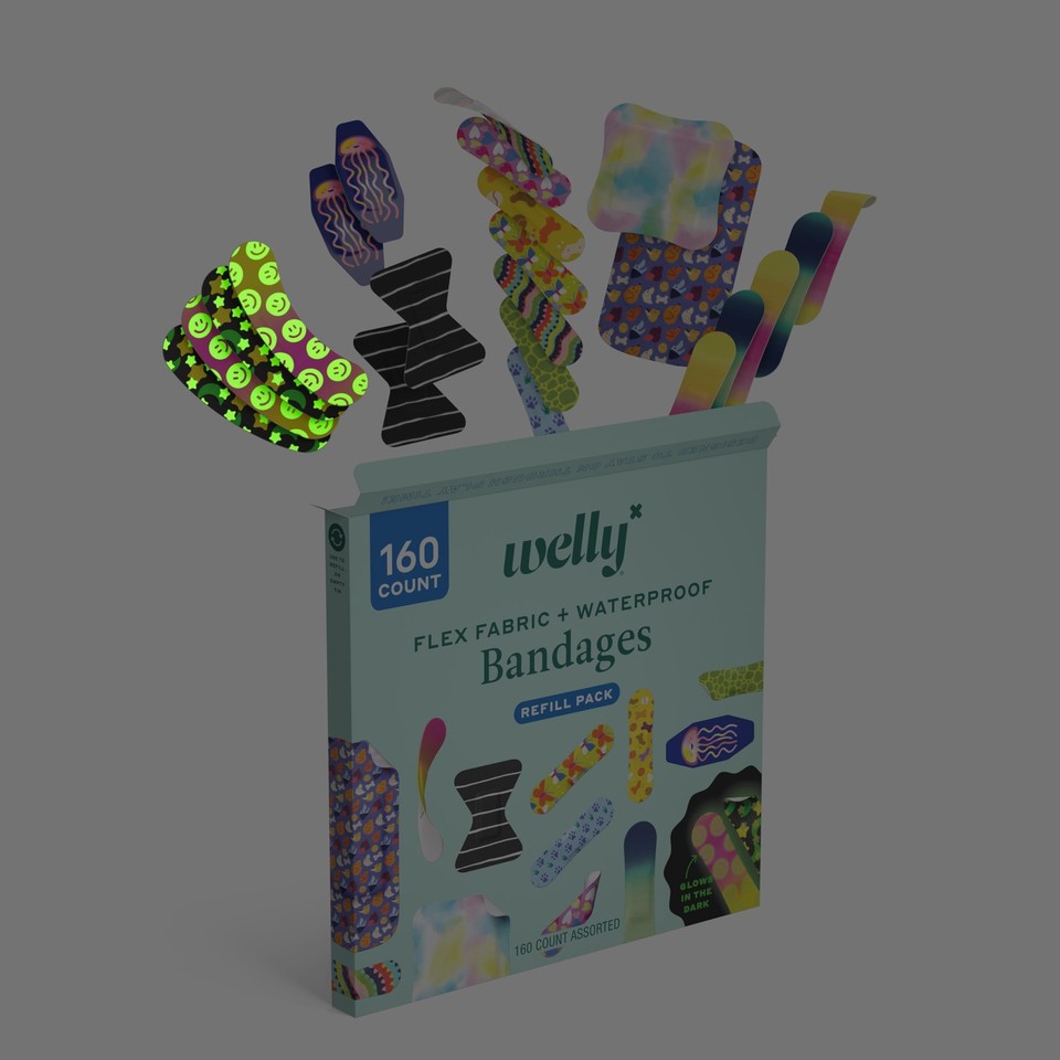 Bandage Large Refill Pack | Adhesive Flexible Fabric, Glow-in-The-Dark ...