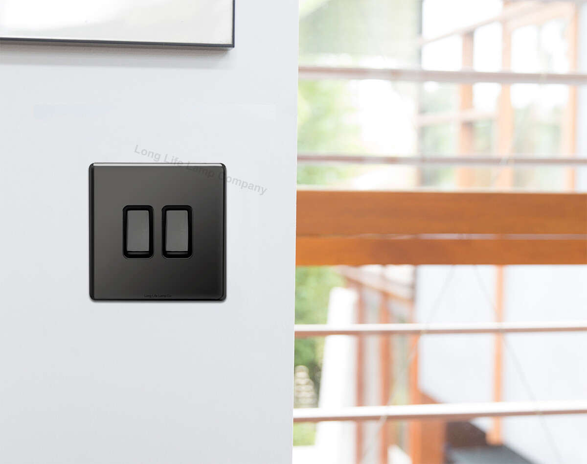 Black Gloss Nickel or Brush Chrome Wall Plate Plug Socket & Switches ...