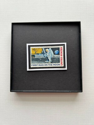 First Man on the Moon 1969 Framed Postage Stamp Vintage USA #C76 | eBay