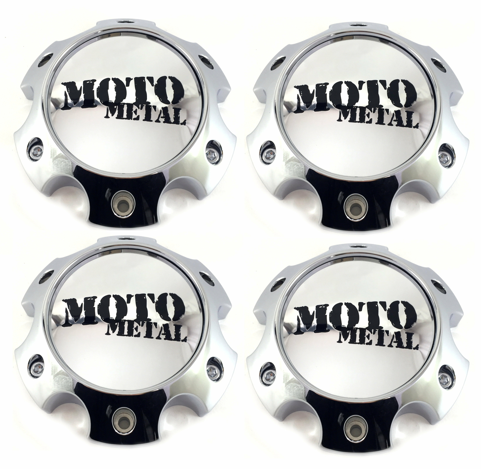4x Moto Metal Chrome Wheel Center Hub Caps Bolt-On for 6x5.5 6x139.7 ...