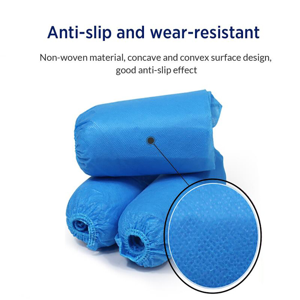 100Pcs Blue Disposable Shoe Covers Non-woven Non-Slip Resistant Dust ...