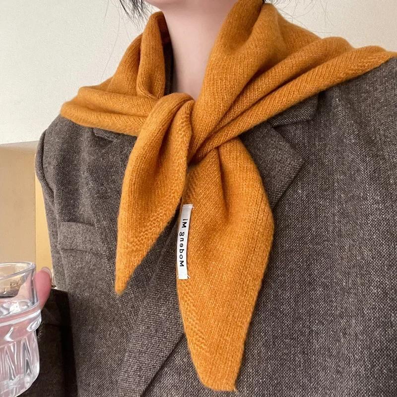 Wool Knitted Triangular Scarf Warm Warm Shawl New Triangle Knit Scarves ...