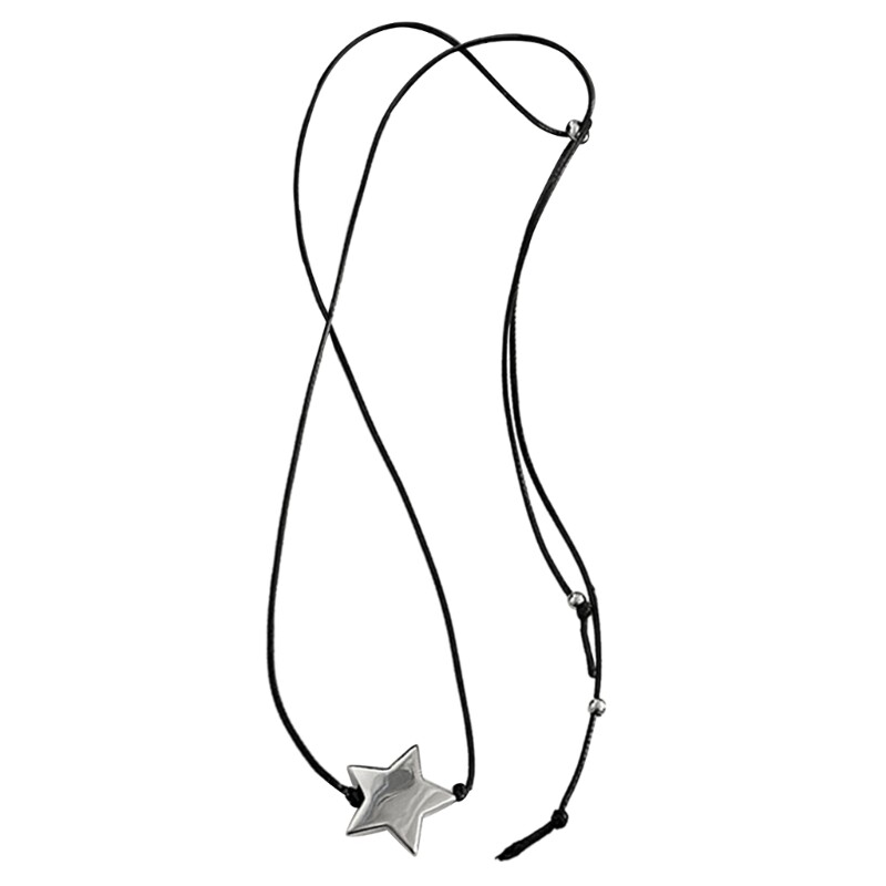 Metal Star Pendant Necklace Adjustable Drawstring Necklace Sweet Cool ...