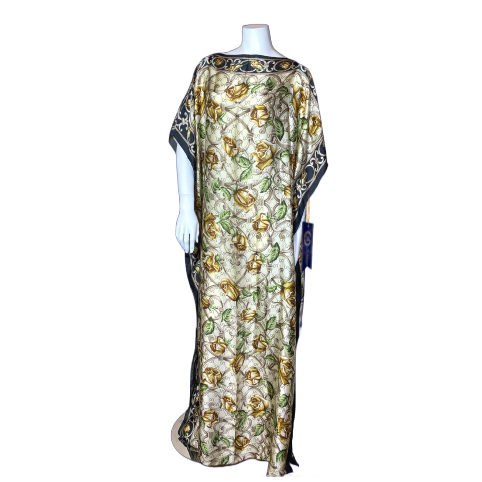 Silk Kaftan European Style Kimono Dress Maxi Tunic Robe Loungewear One ...
