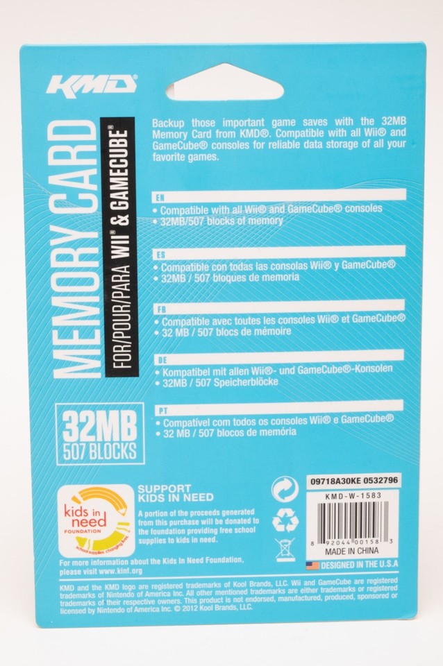 KMD 32MB (507 Blocks) Memory Card for Nintendo Wii & Gamecube Consoles ...