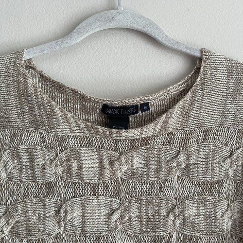 Nomadic Traders Womens Beige Loose Knit Sweater Size Medium 3/4 Sleeves ...