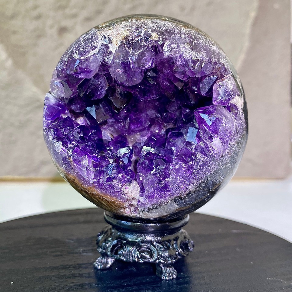 Amethyst Geode Cluster - Open Sphere Crystal Display Specimen - 472G | eBay