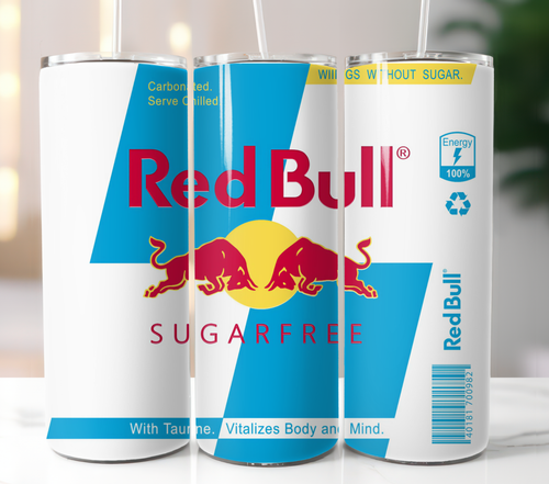 Red Bull Sugar Free Tumbler 20oz Travel Mug Stainless Steel Cup Straw w ...
