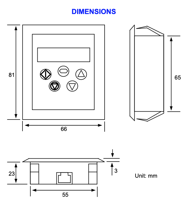 OPT-2-OPORT-IN Invertek Drives Optiport 2 Remote LED Keypad - E3 P2 ECO ...