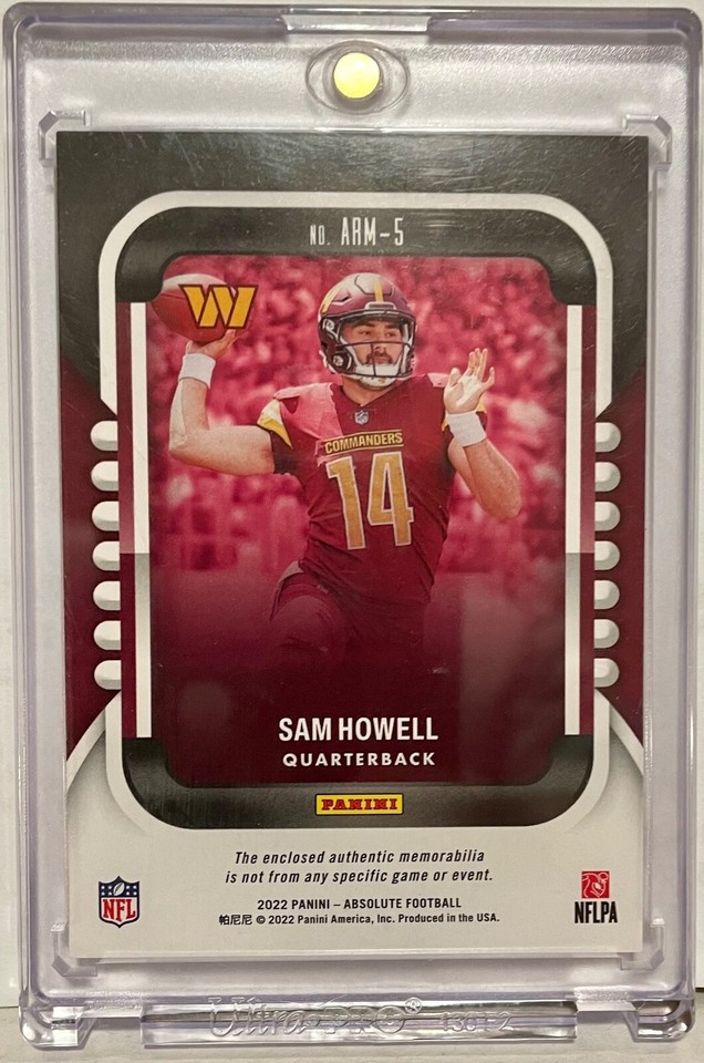 2022 Absolute Rookie Materials #5 Sam Howell Jersey Patch Relic RC ...