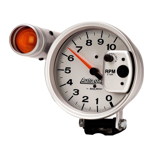 AUTOMETER AUTO GAGE TACHOMETER WITH SHIFT-LITE 5" SILVER PEDESTAL MNT ...