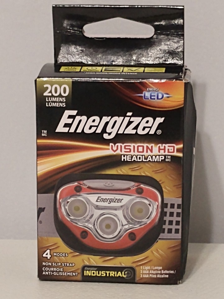 Energizer LED Red Headlamp 200 Lumens Non-slip Head Strap & Batteries ...