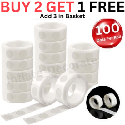 100 Adhesive Dots Tape DIY Balloon Double Sided Glue Sticky Sticker ...