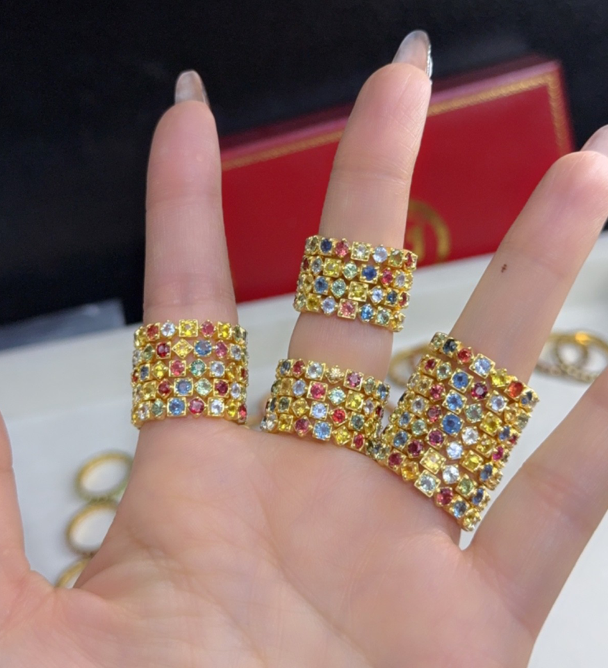 14k Yellow Gold Eternity Ring Multi Color Sapphire, The Five Elements ...