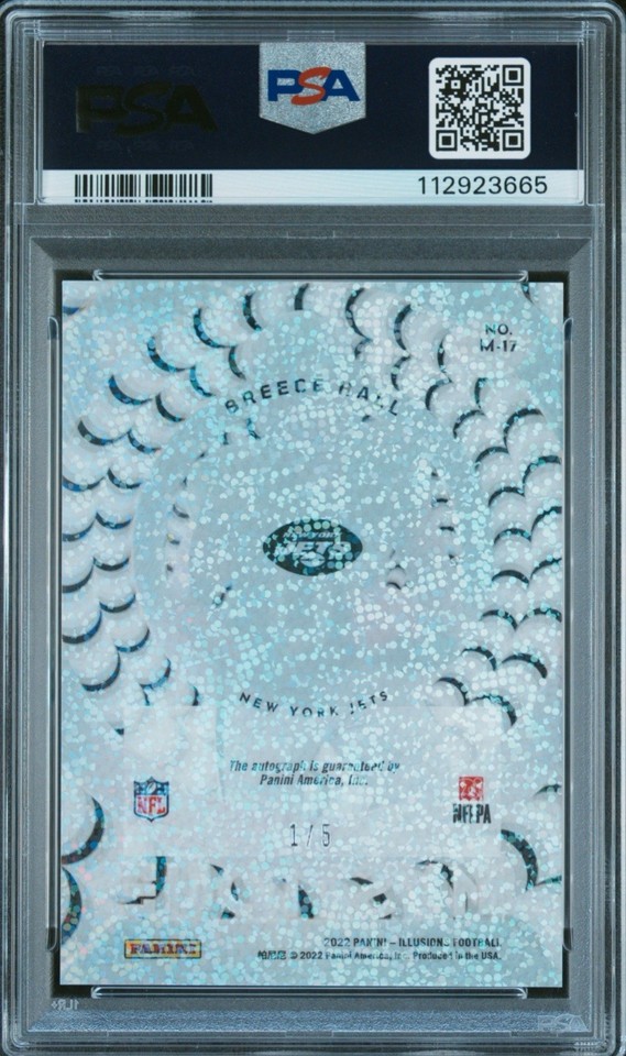 2022 Illusions Breece Hall RC Mystique Green Ink FOTL 1/5 PSA 5 Auto 10 ...