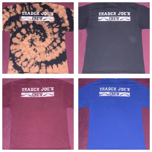 TRADER JOES T-Shirt Large Lot of 4 Used Work Uniform crew member mini ...