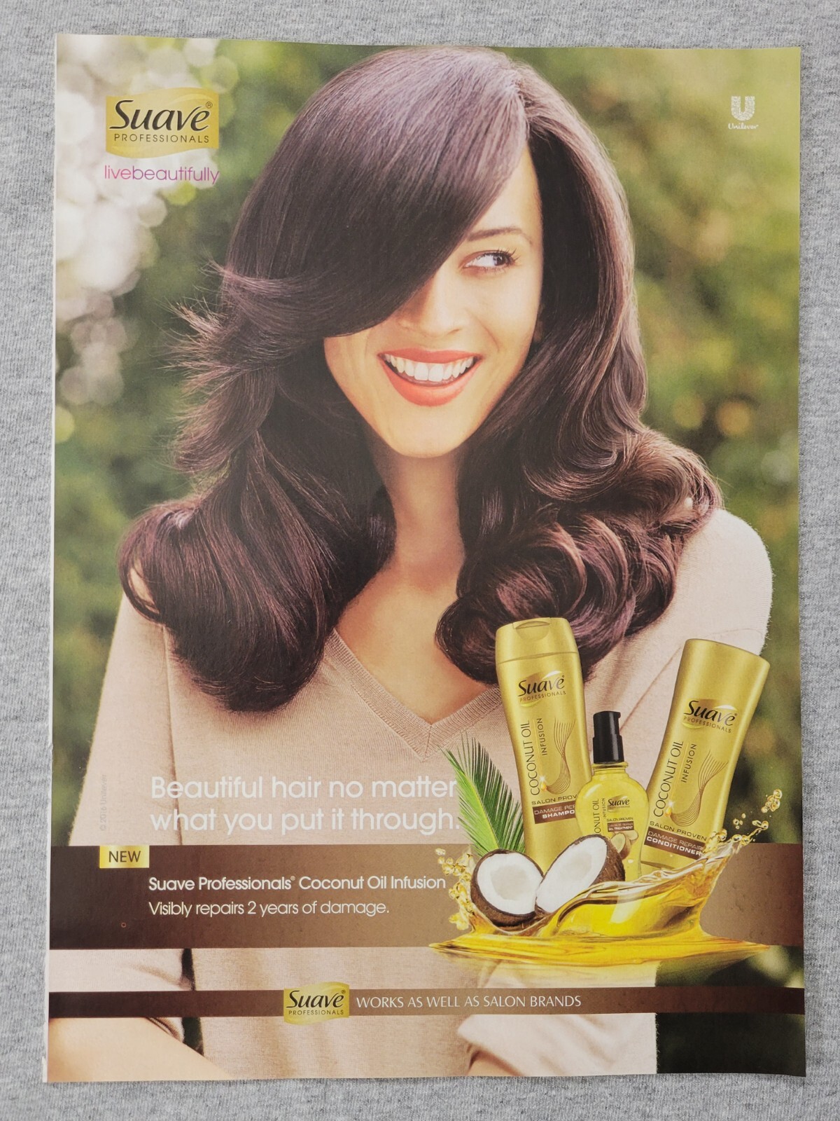 2016 Magazine Advertisement Page Suave Coconut Oil Shampoo Cute Woman ...