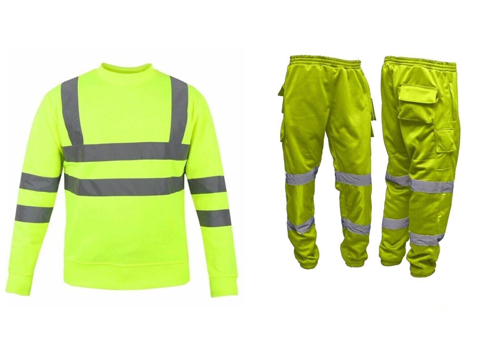 Hi Vis Viz High Visibility Tracksuit Crew Neck Sweatshirt Safety ...
