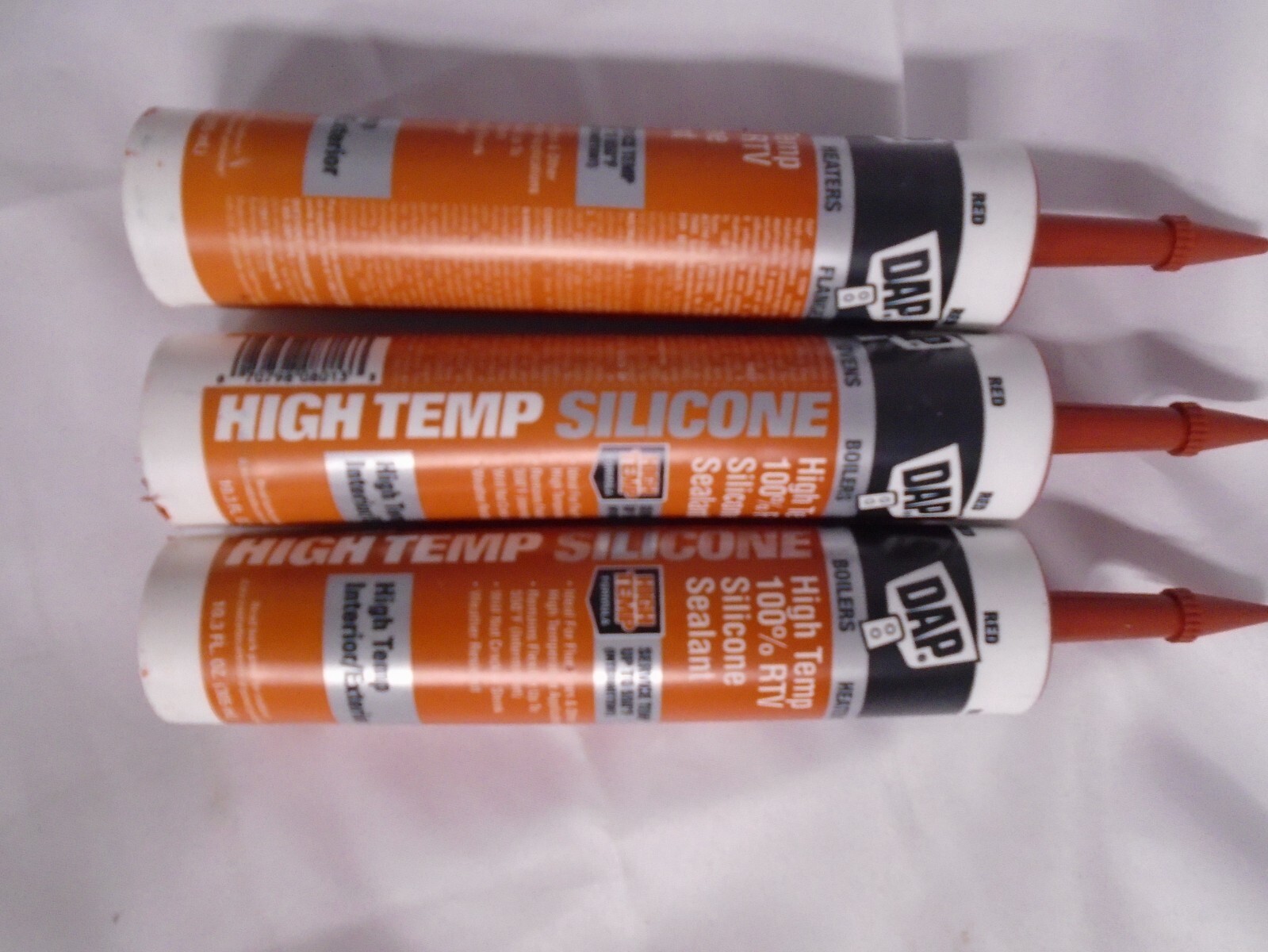 Lot of 3 Dap 08013 Waterproof RTV HIGH TEMP Silicone Sealant, 10.3 Oz ...