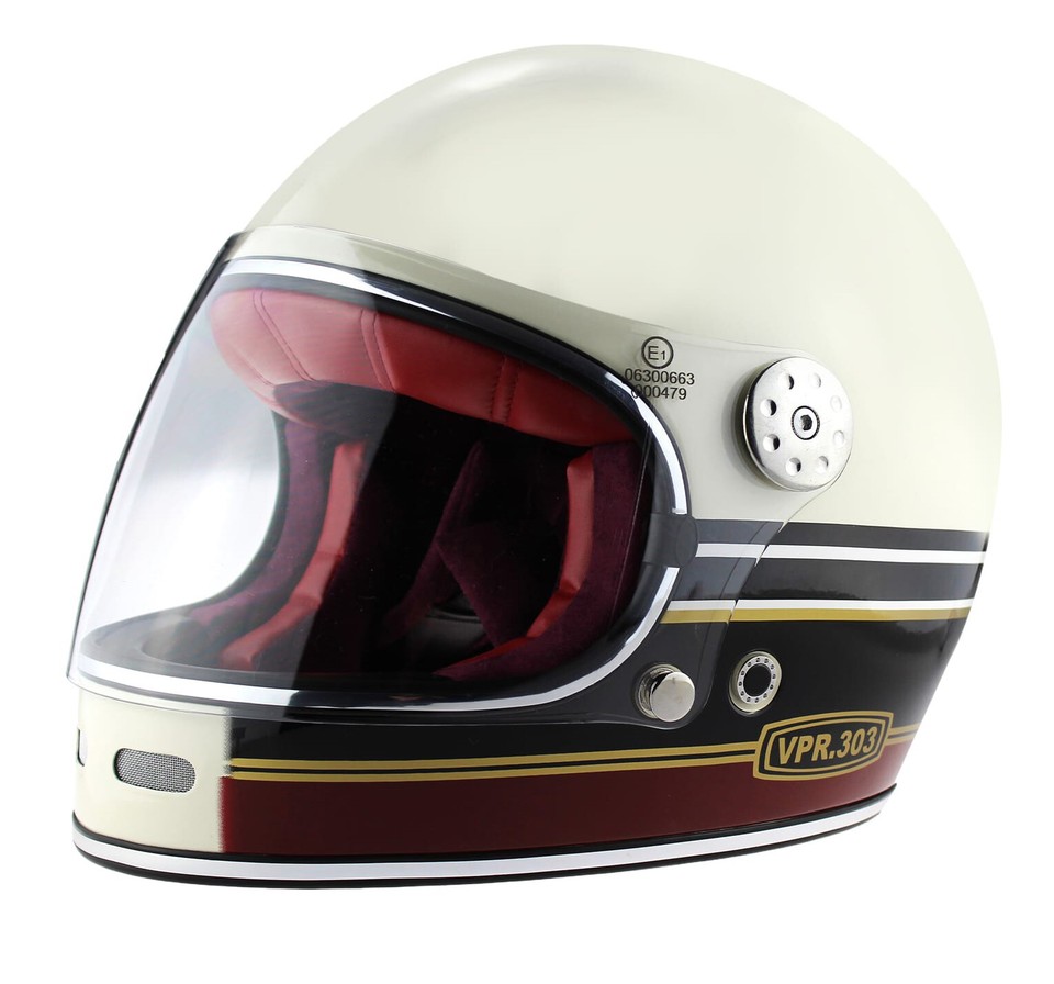 VIPER F656 RETRO VINTAGE 70's STYLE FIBREGLASS FULL FACE MOTORCYCLE ...