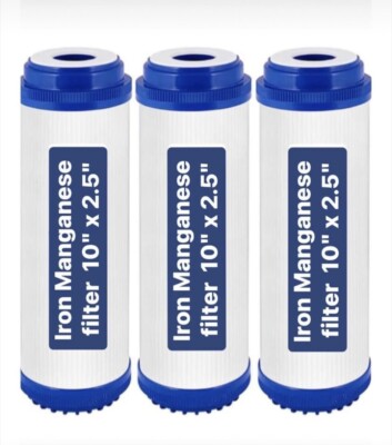 3 Pack Iron Manganese water filters for whole house systems size 10" x ...