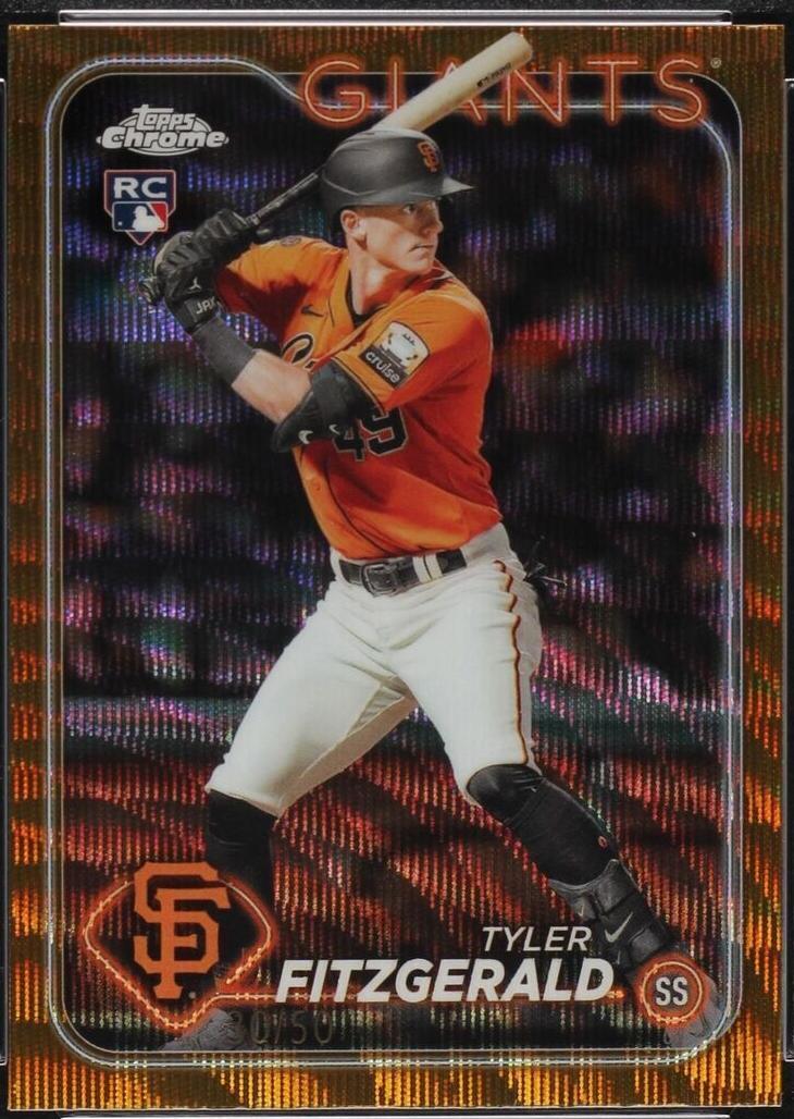 2024 Topps Chrome - Tyler Fitzgerald #131 Gold Wave Refractor /50 (RC ...