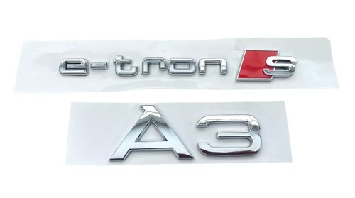 CHROME e-tron S +A3 REPLACEMENT FOR AUDI e tron A3 REAR TRUNK EMBLEM ...