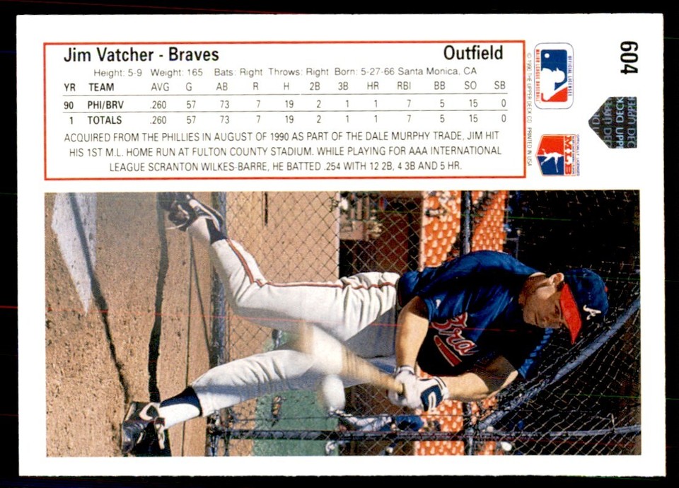 1991 Upper Deck Jim Vatcher Baseball Cards #604 | eBay