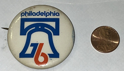 VINTAGE 1976 PHILADELPHIA 76ERS LIBERTY BELL BICENTENNIAL PINBACK - NBA ...