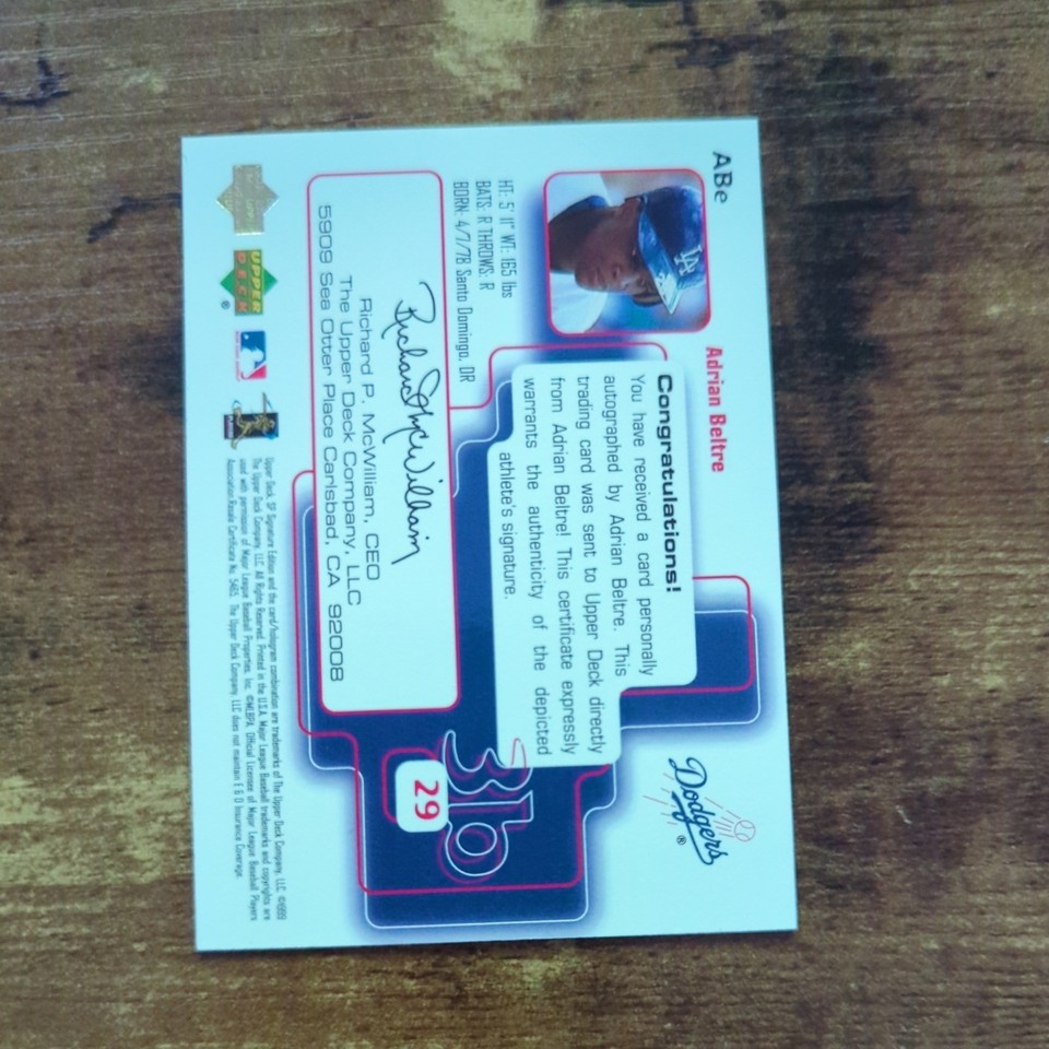 1999 SP Signature Series ABe Adrian Beltre (HOF) on-card auto NMt | eBay