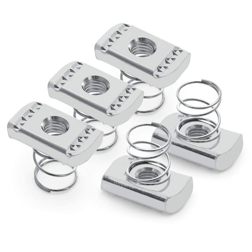 Strut Channel Nut with Short Spring (5 Pack) - 3/8-16” UNC Threads - 0. ...