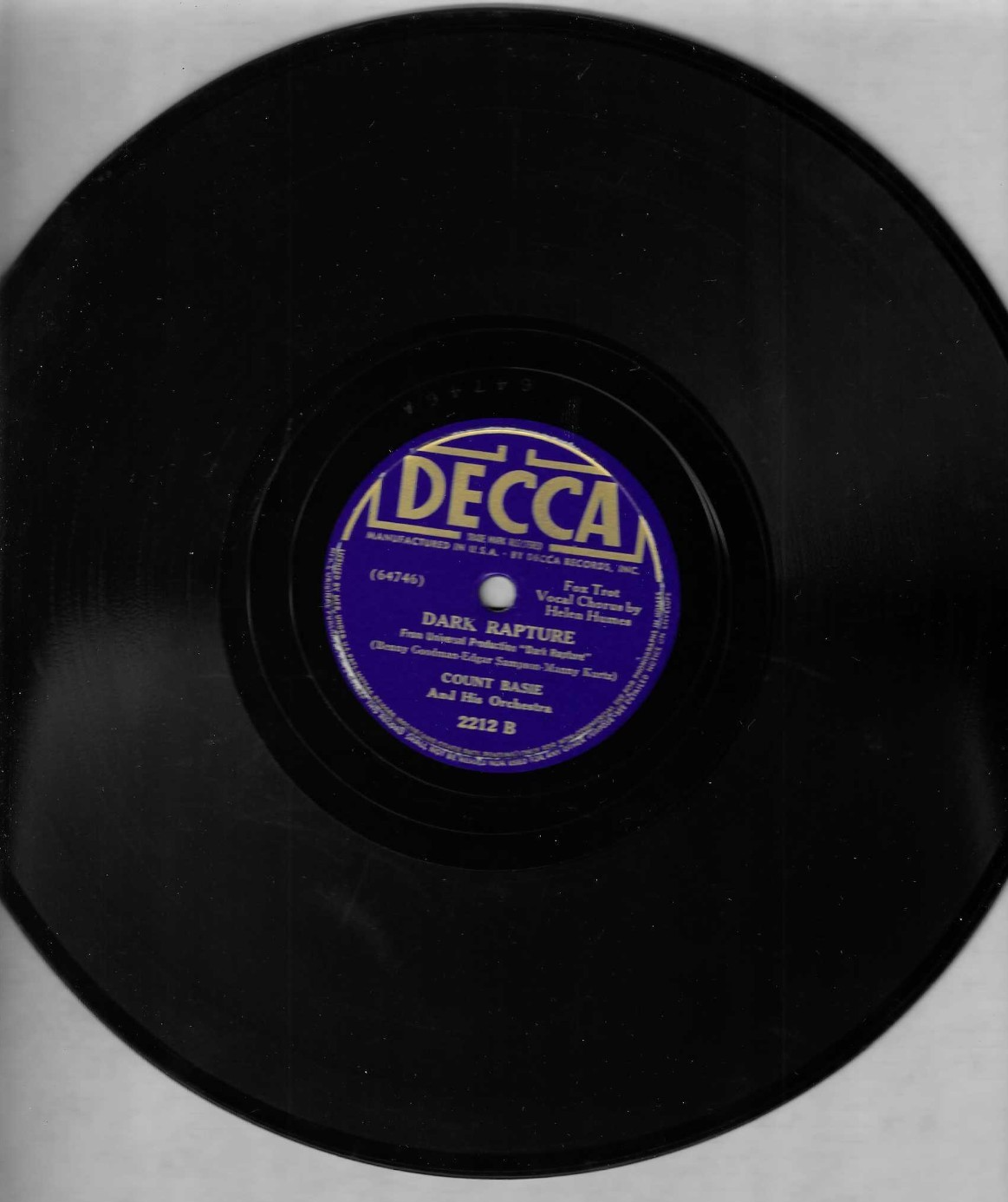 COUNT BASIE - JUMPIN' AT THE WOODSIDE / DARK RAPTURE - 1940s 10" 78rpm ...