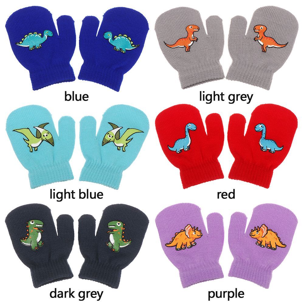 Sports Dinosaur Winter Warm Thickened Full Finger Baby Mittens Kids ...
