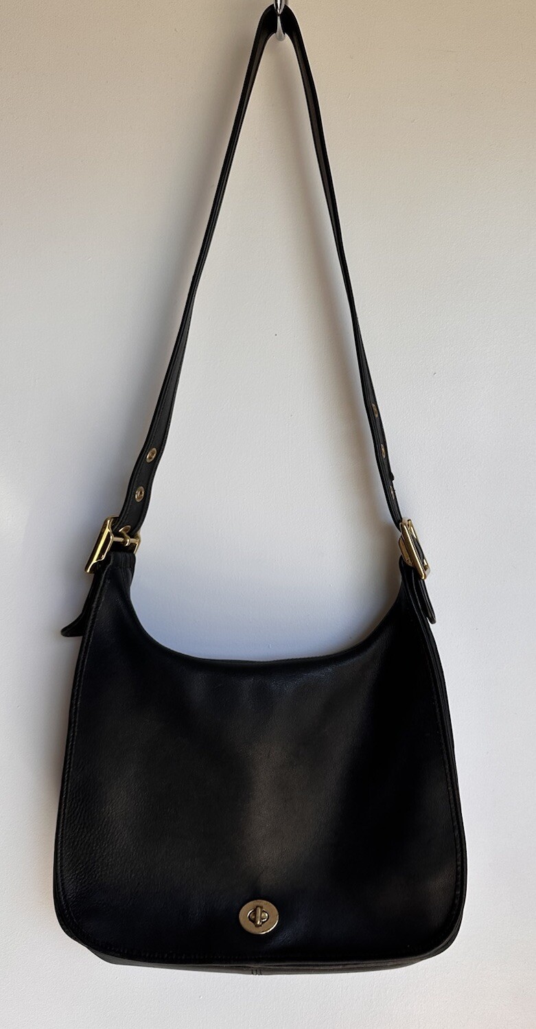 Vintage Coach Legacy Purse Black Pebbled Leather Cres… - Gem