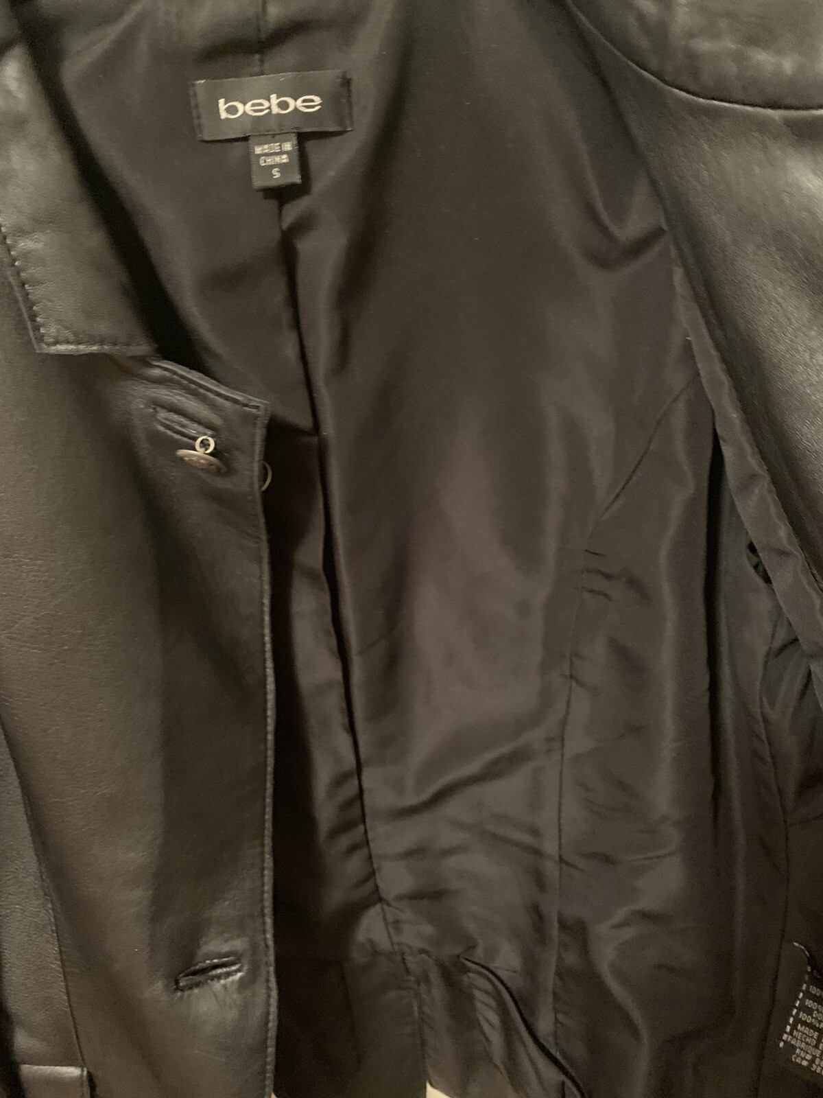 Bebe Tailored Leather Jacket W Puff Shoulder Detail S… - Gem