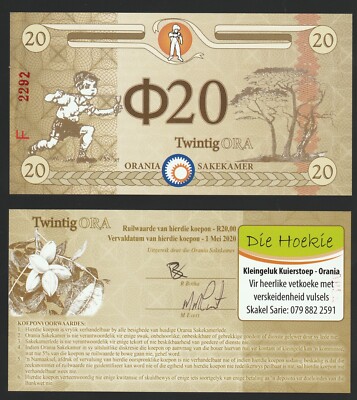 South Africa ORANIA 20 Tien Ora UNC Banknote Series F Rare | eBay