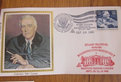 FDR franklin ROOSEVELT smoking cigarette 1982 COLORANO SILK EVENT COVER ...