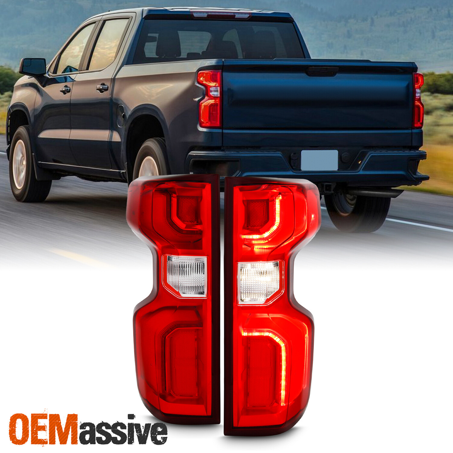 For 2019-2024 Chevy Sliverado 1500 2500HD 3500HD LED Tube Red Tail ...